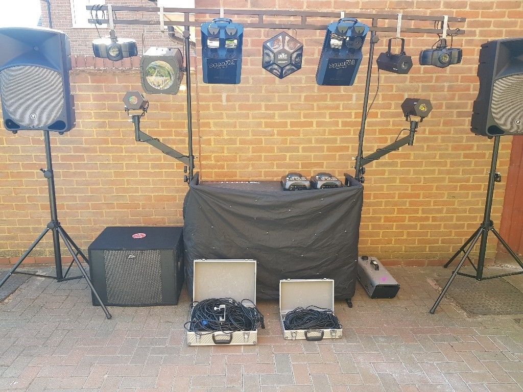 In working order Mobile Disco DJ Setup Kit Equipment + Trailer, Lights ...